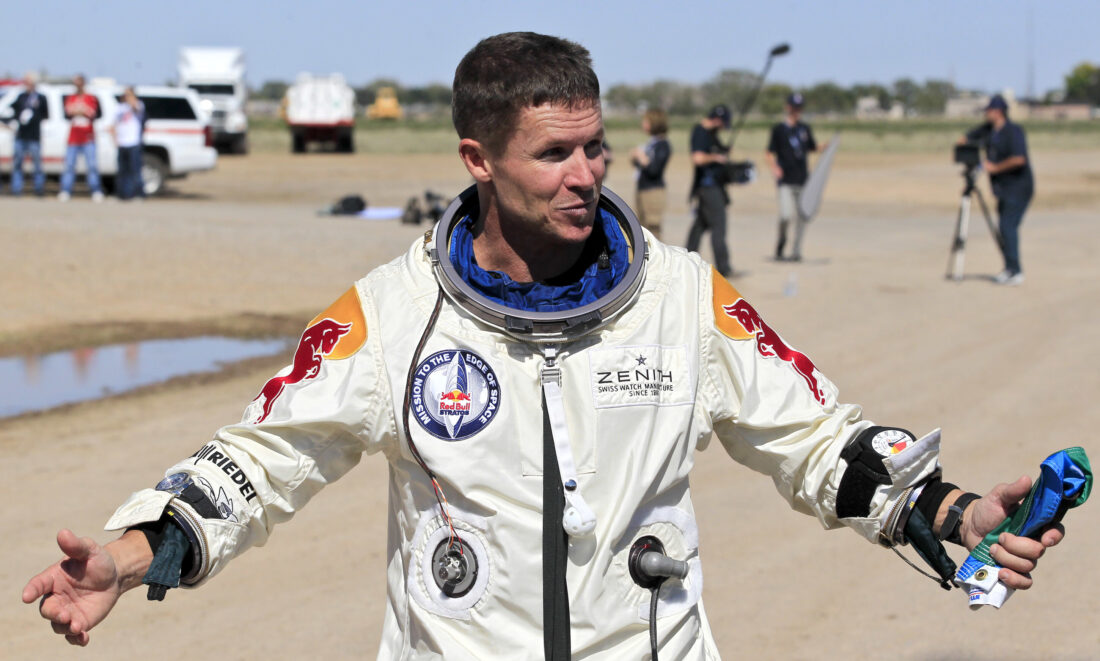 Felix Baumgartner, the first skydiver to fall faster than the speed of ...